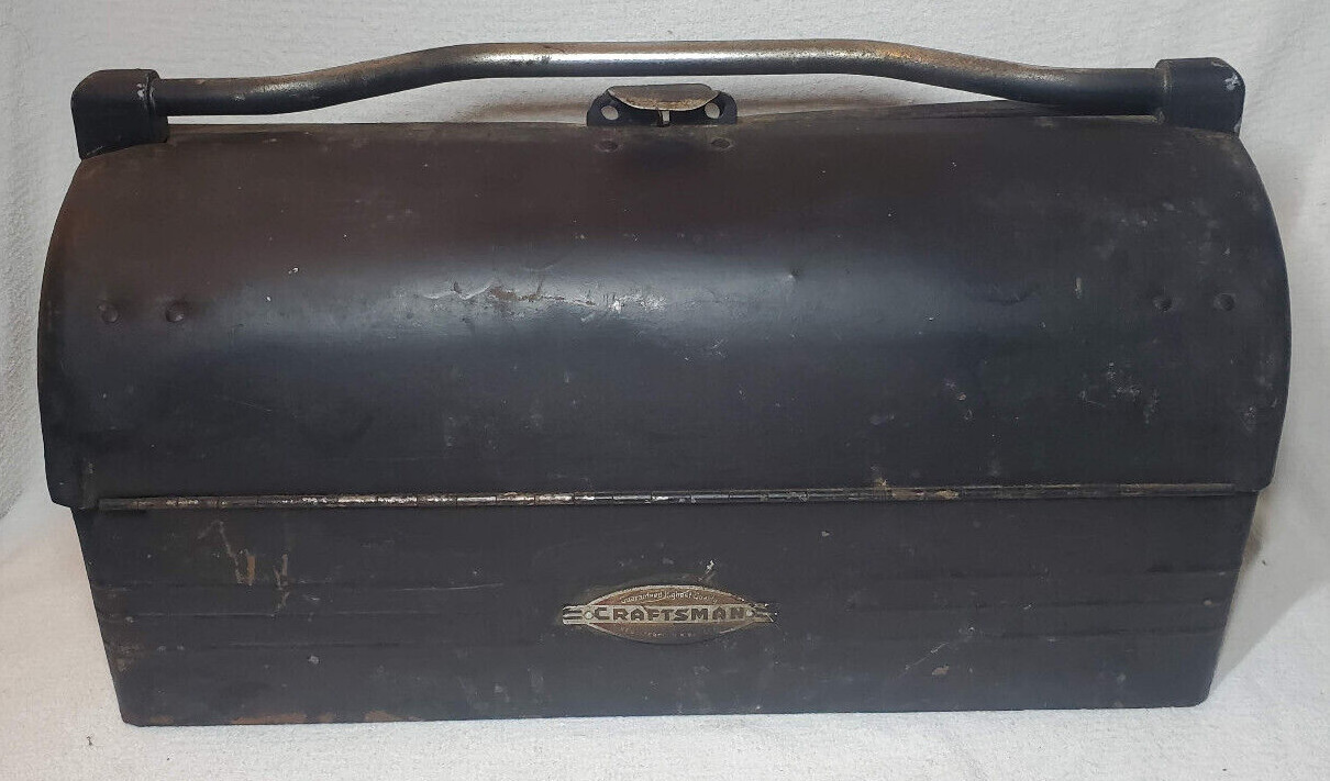 VINTAGE CRAFTSMAN TOMBSTONE ROUND TOP LUNCH MAIL TOOL BOX W/ TRAY ...