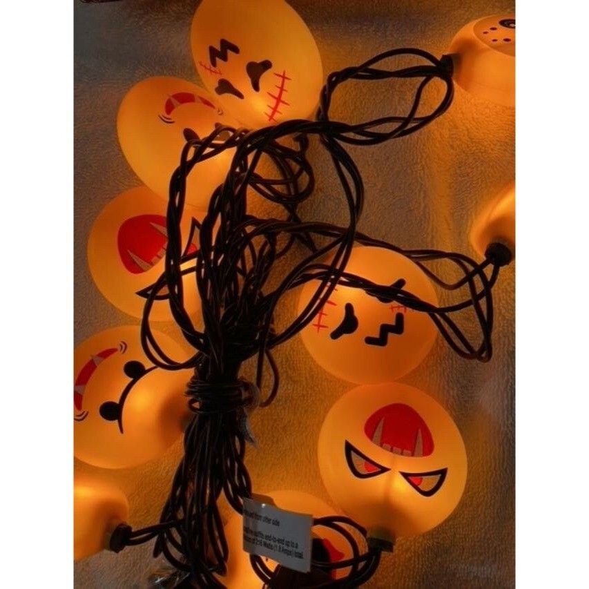 Halloween Emoji String Lights 10 Indoor/Outdoor NIB Scary Monsters | eBay