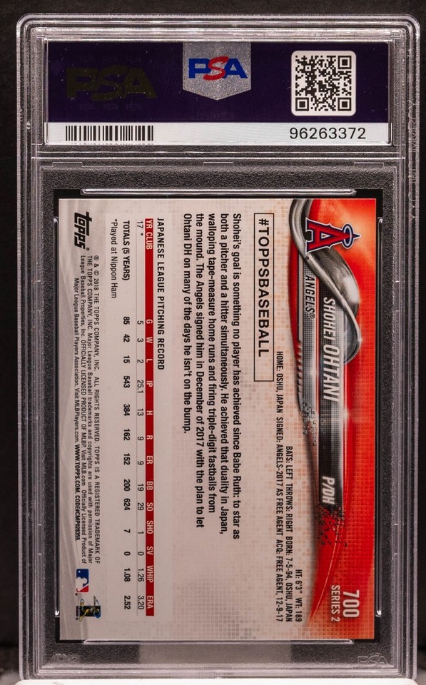 96263372 Shohei Ohtani 2018 Topps Pitching RC Rookie 700 Angels PSA 10 ...
