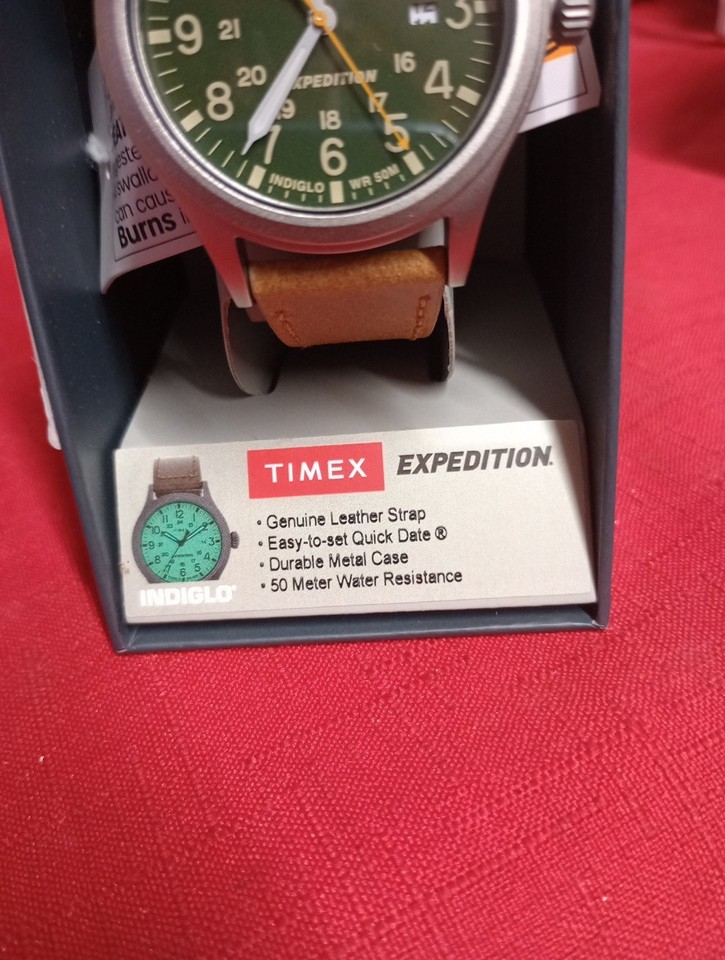 Timex Men's Expedition Scout watch Date,Yellow Leather Strap, Indiglo ...