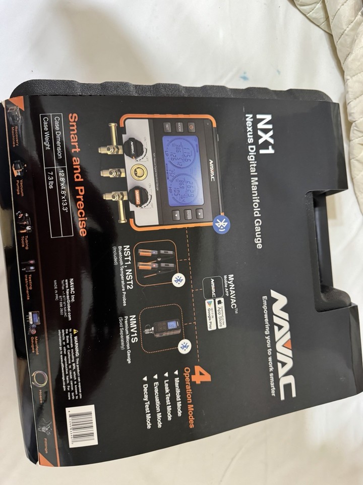 NAVAC NX1 Nexus Digital Manifold Gauge Bluetooth Manifold Leak Test ...