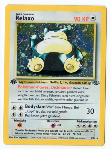 Pokemon Karte Relaxo 11/64 1. Edition 1st Dschungel Jungle Holo DE ...