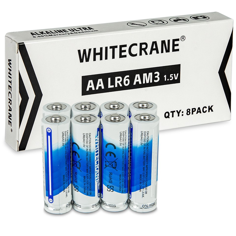 Lot of 4//8/12/20/24/48/100 Pack WHITECRANE Batteries AA 1.5V Alkaline ...