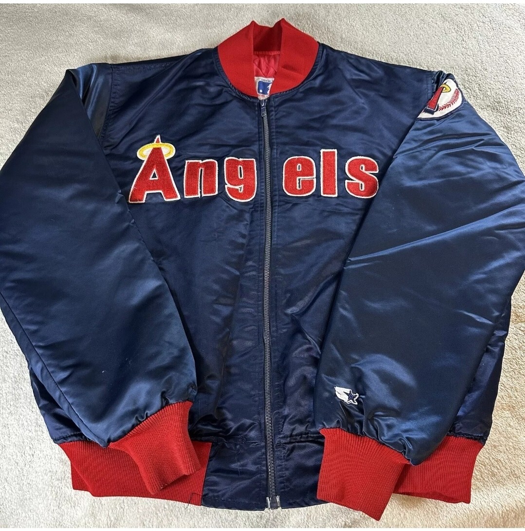 90's LOS ANGELES ANGELS STARTER SATIN BOMBER ZIP JACKET ADULT XL | eBay