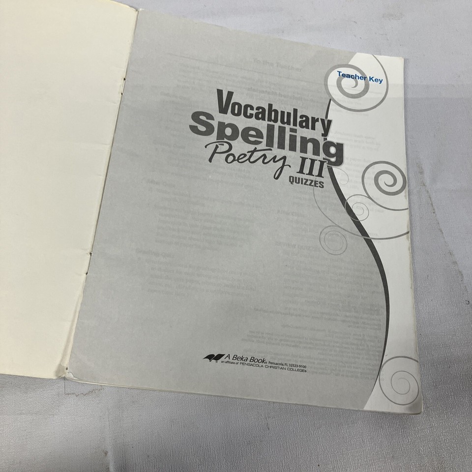 Abeka 9th Grade Vocabulary Spelling and Poetry Teacher Quiz Key | eBay
