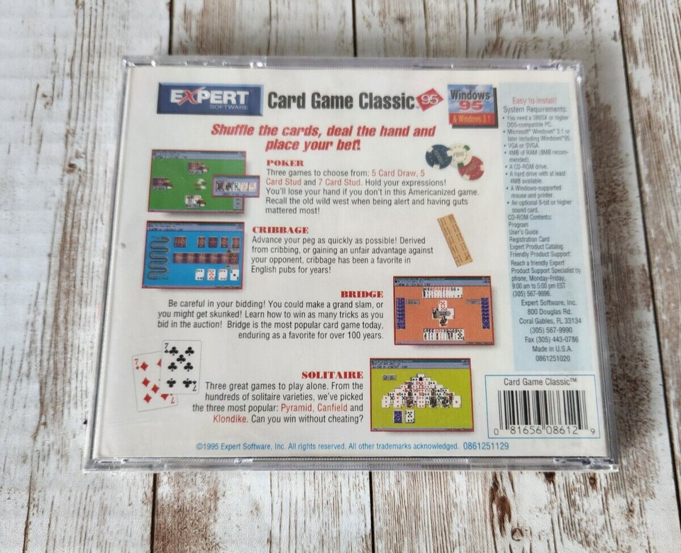 1995 Expert Software Microsoft Card Classics 95 Eight Card Games | eBay