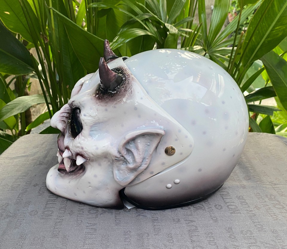 Ghost Rider Motorcycle Helmet Demon Custom Airbrush Skull 3D Hellboy ...