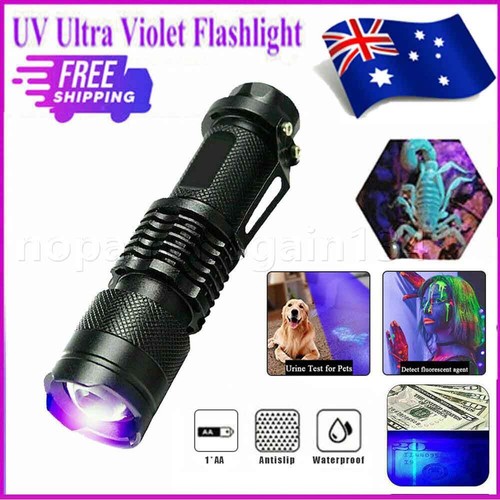 UV Ultra Violet LED Small Flashlight Blacklight Light 365nm Inspection ...