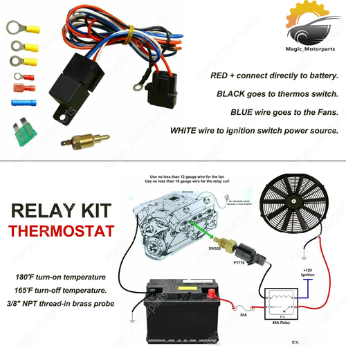 Universal Thermostat Temp Control Switch Radiator Cooling Electric Fan ...