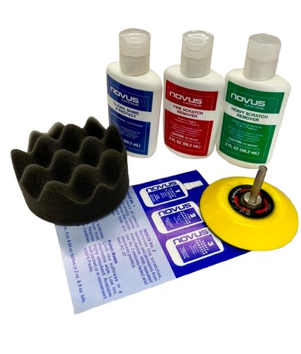 Novus Plastic Polish Kit #1, #2, & #3, 2oz. Bottles w/ Buffing Pad ...
