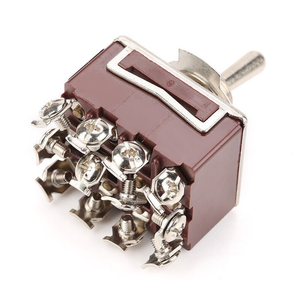 ON/OFF/ON 3 Position Toggle Switch 4PDT 12 Pin 12mm 15A/250VAC 10A ...