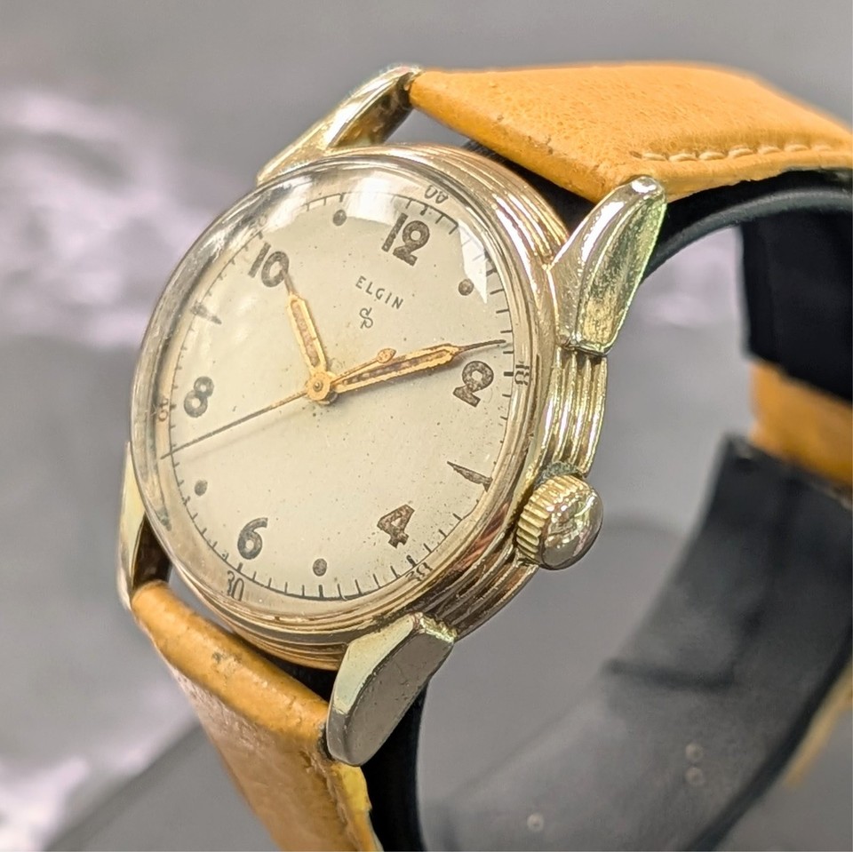 Vintage Elgin DuraPower Watch Round Stepped Case 10K GF 32mm Wristwatch ...