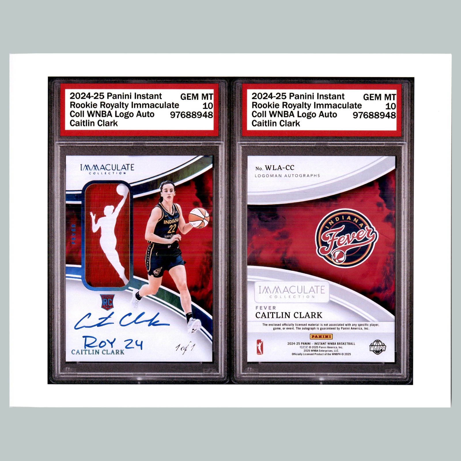 #0440 P -8X10 Caitlin Clark 2025 ROY Logoman Patch Auto Glossy Photo ...