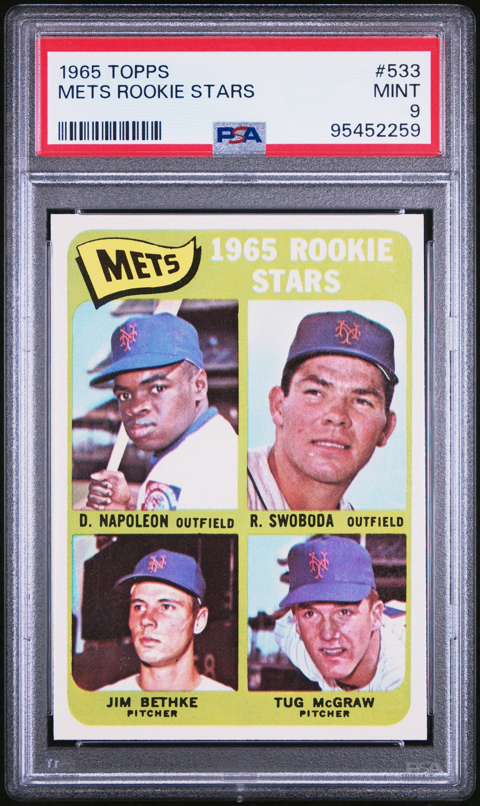 1965 TOPPS METS ROOKIE STARS #533 NAPOLEAN/SWOBODA/BETHKE/MCCGRAW RC ...