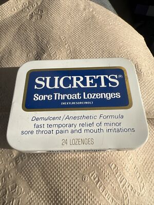 Vintage Sucrets Tin Metal Regular Sore Throat Lozenges Tin Box,Made in ...