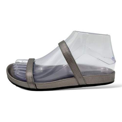 Chocolat Blu Yale Gunmetal Molded Footbed Flat Strappy Slip-On Sandals ...