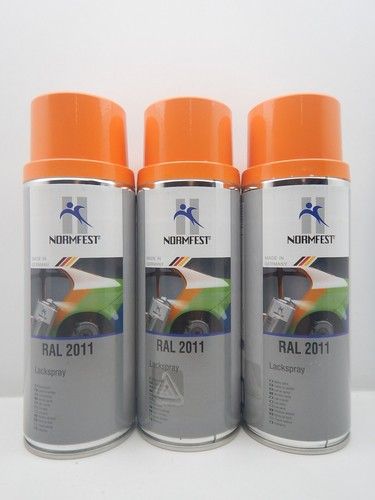 3x TIEFORANGE ORANGE RAL 2011 LACK LACKSPRAY SPRAY SPRAYDOSE 400ML ...