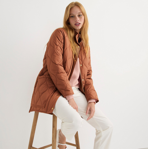 NEW J. CREW $198 DARK NUTMEG QUILTED COCOON PUFFER JACKET WITH ...