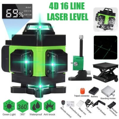 4D 16 Lines Laser Level Self Leveling 360° Cross Line Measure Tool with ...