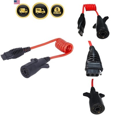 Trailer Plug Adapter 7-Way to 4-Way Flat Towing Cord Extension 36 ...