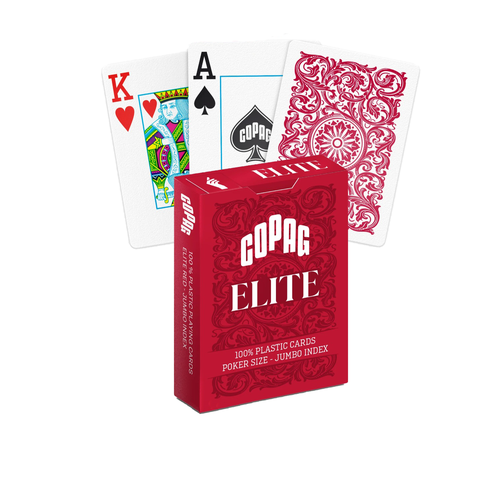 Copag 1546 Elite 100% Plastic Playing Cards Jumbo Index Poker Size Red ...