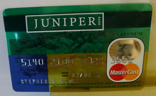 Juniper Platinum See Through Credit Card MasterCard - Un-Signed Vintage ...