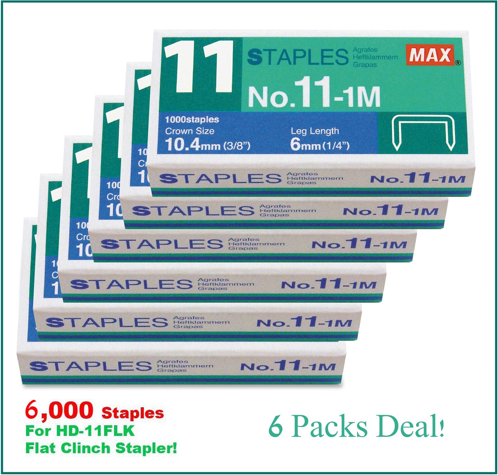 Max 11 1M Mini Staples 6000 Ct Best For Coin 2x2 Flips Genuine 6 Packs ...