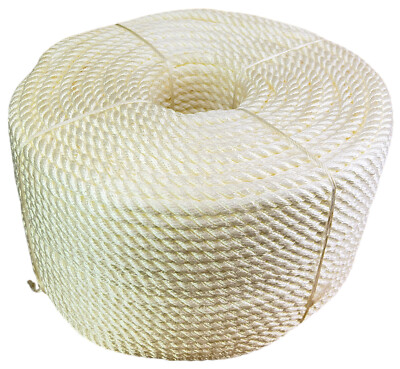 3 Strand Nylon Rope White Mooring Anchoring 6 8 10 12 14 16 18 20 24 28 ...