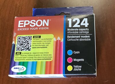 Genuine Epson 124 T124520 Tri Color Inkjet Cartridge Pack Exp 03/25 | eBay