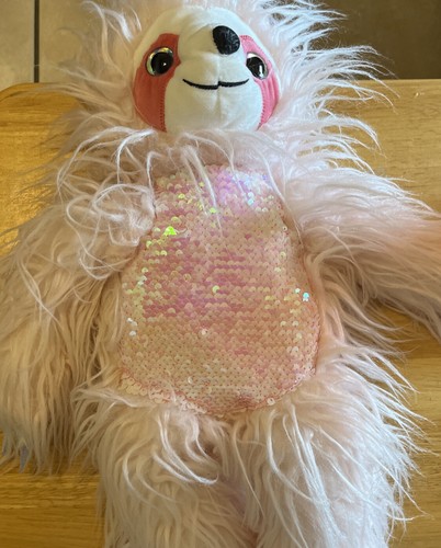 Pink Sloth Plush 19" Sequin Belly Shaggy Hair Stuffed Animal Hobby ...