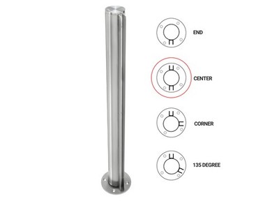T1000 24" Center Post - 1.5" Round Partition Post - Polished Stainless ...