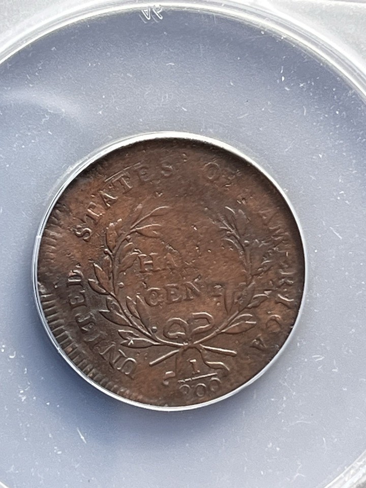 Rare 1797 Lib Cap Half Cent Lettered Edge Low Head C-3b R-4 ANACS VF 20 ...