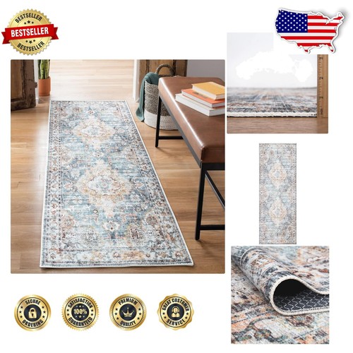 Stylish 2.5' x 10' Non-Slip Machine Washable Runner for High Traffic ...