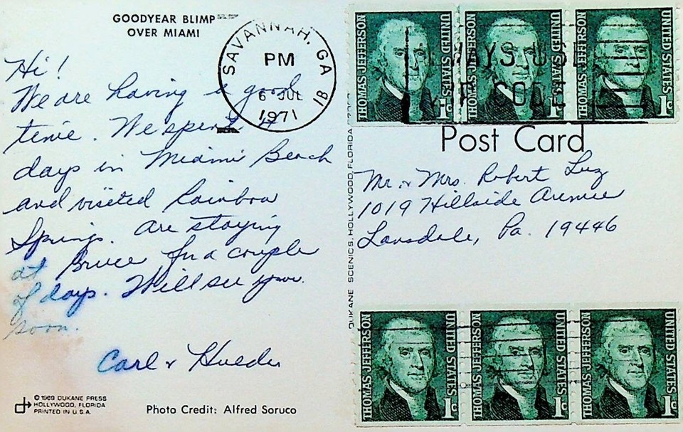 The Goodyear Blimp Over Miami Postcard 1971 | eBay