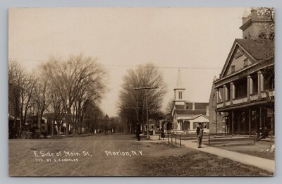 E. Side of Main Street, Marion New York NY, Street Scene c1909 RPPC ...