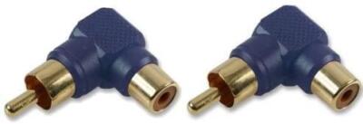 RCA Phono Right Angle Angled Adaptor Male Female 24K Gold - Blue - 2 ...