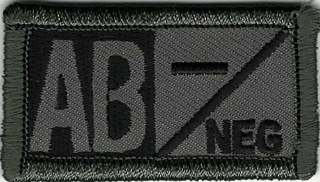 AB- Negative Blood Type Patch Pair ACU Grey Black For VELCRO® BRAND ...