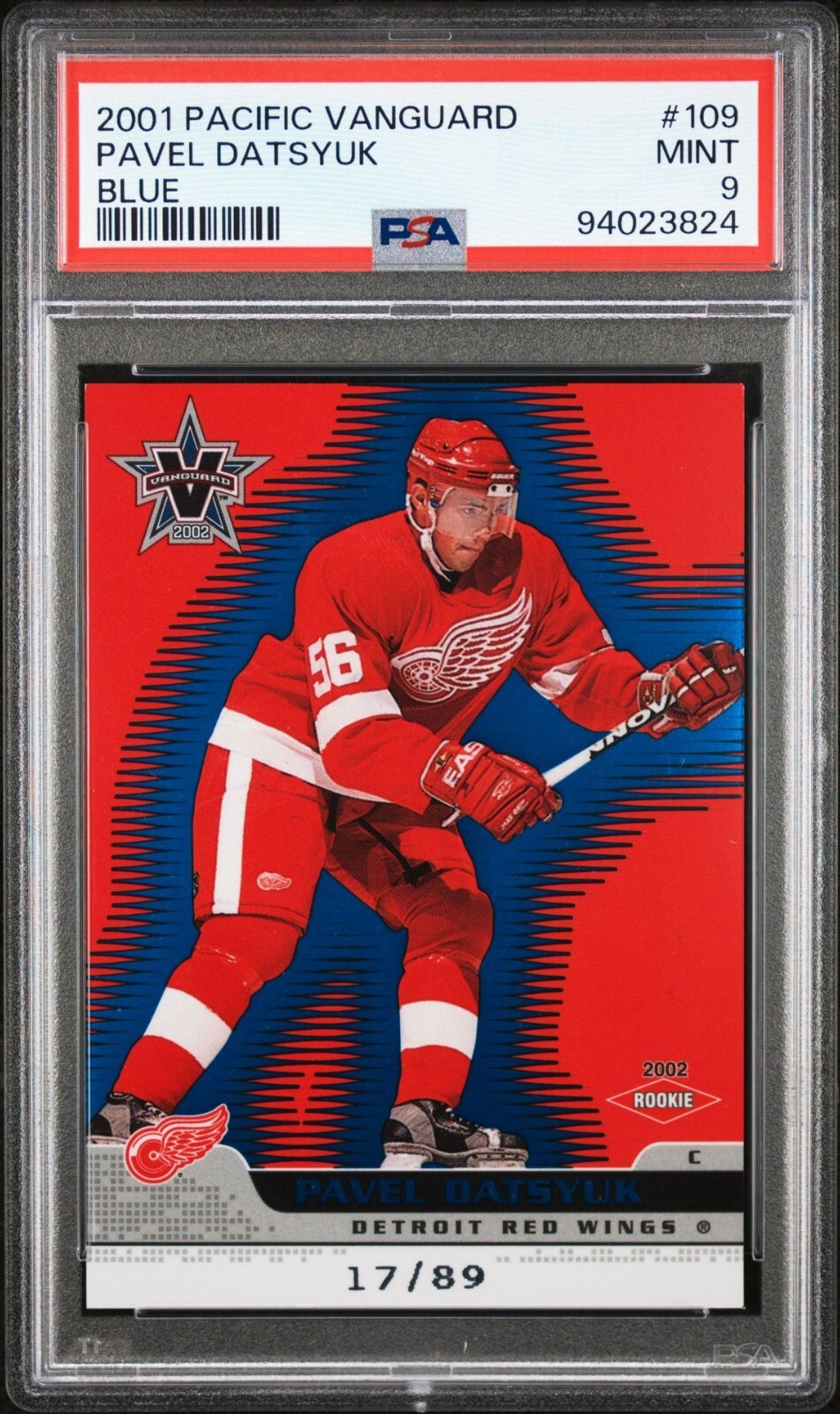 2001 Pavel Datsyuk Vanguard Blue RC Rookie #ed 17/89 PSA 9 Fresh Slab ...