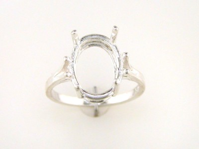 (11 x 9 mm - 14 x 12 mm) Oval 4 Prong Split Shank Ring Setting Sterling ...