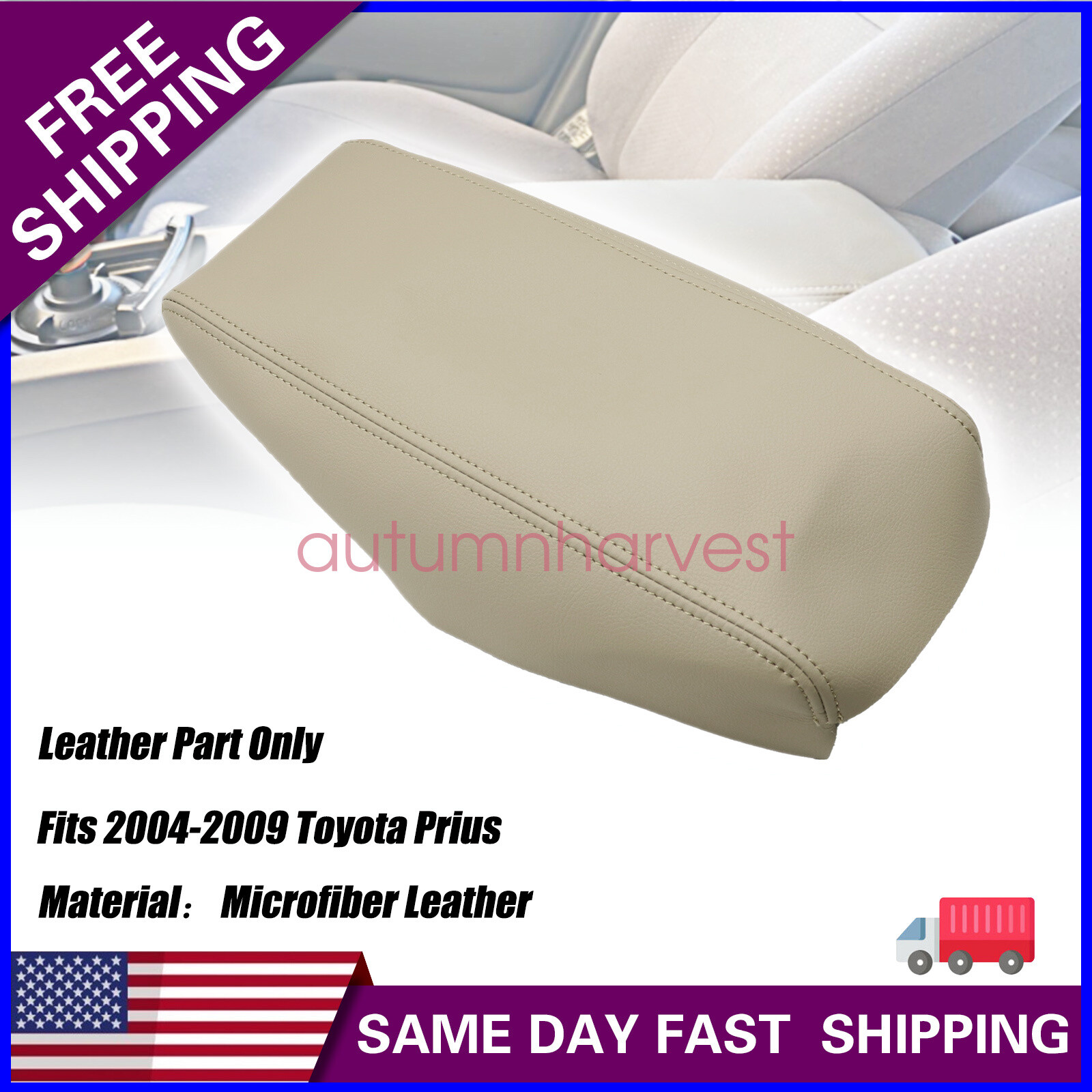 For 2004 2005-2009 Toyota Prius Leather Console Lid Armrest Cover Skin ...