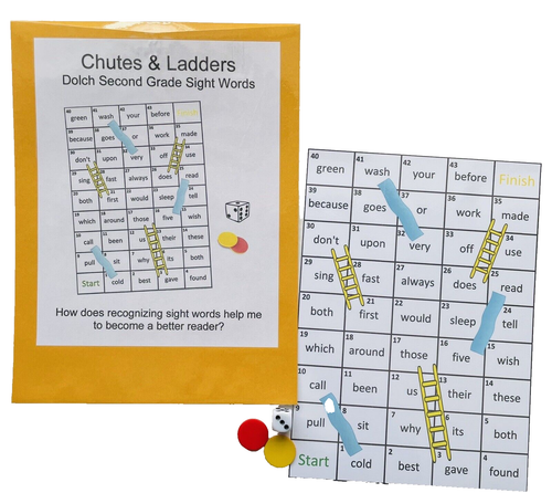 Education Activity Resource Game Dolch Second Grade Sight Words Chutes ...