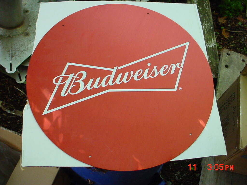 Big Round Budweiser Beer 21.5" Metal Sign Bar Man Cave Garage Shop ...