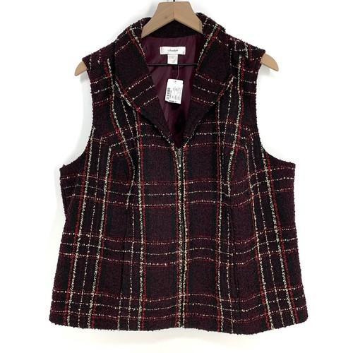 CJ Banks textured Plaid Zip Up Collared Vest Size 1X Layering Fall ...