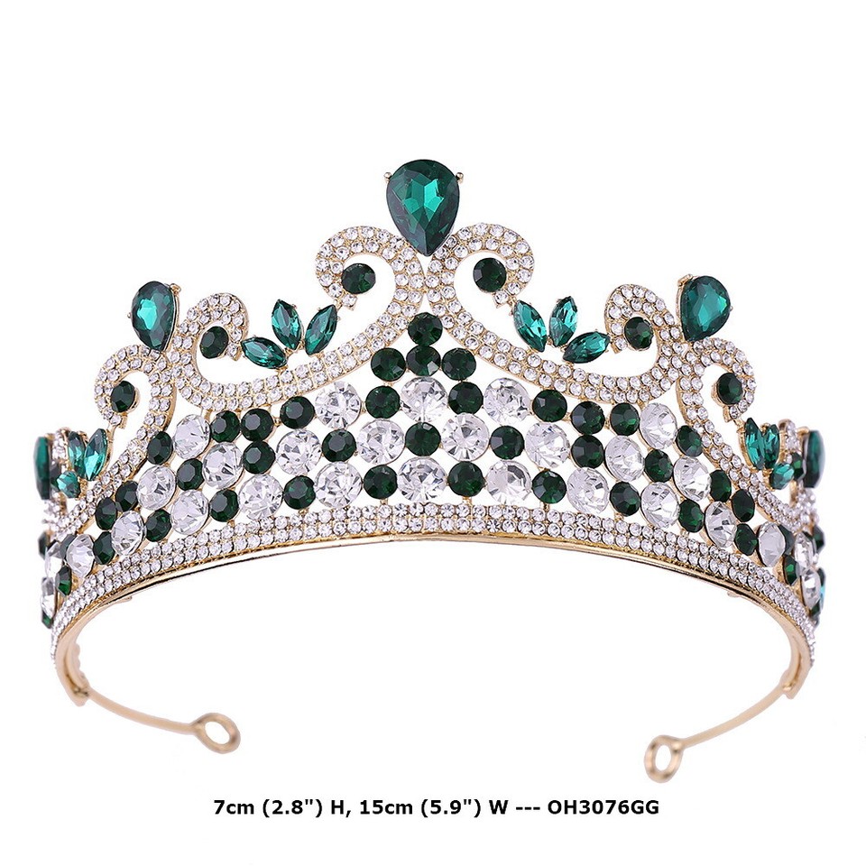 55 Styles Green Crystal Queen Princess Tiara Crown Wedding Princess For ...