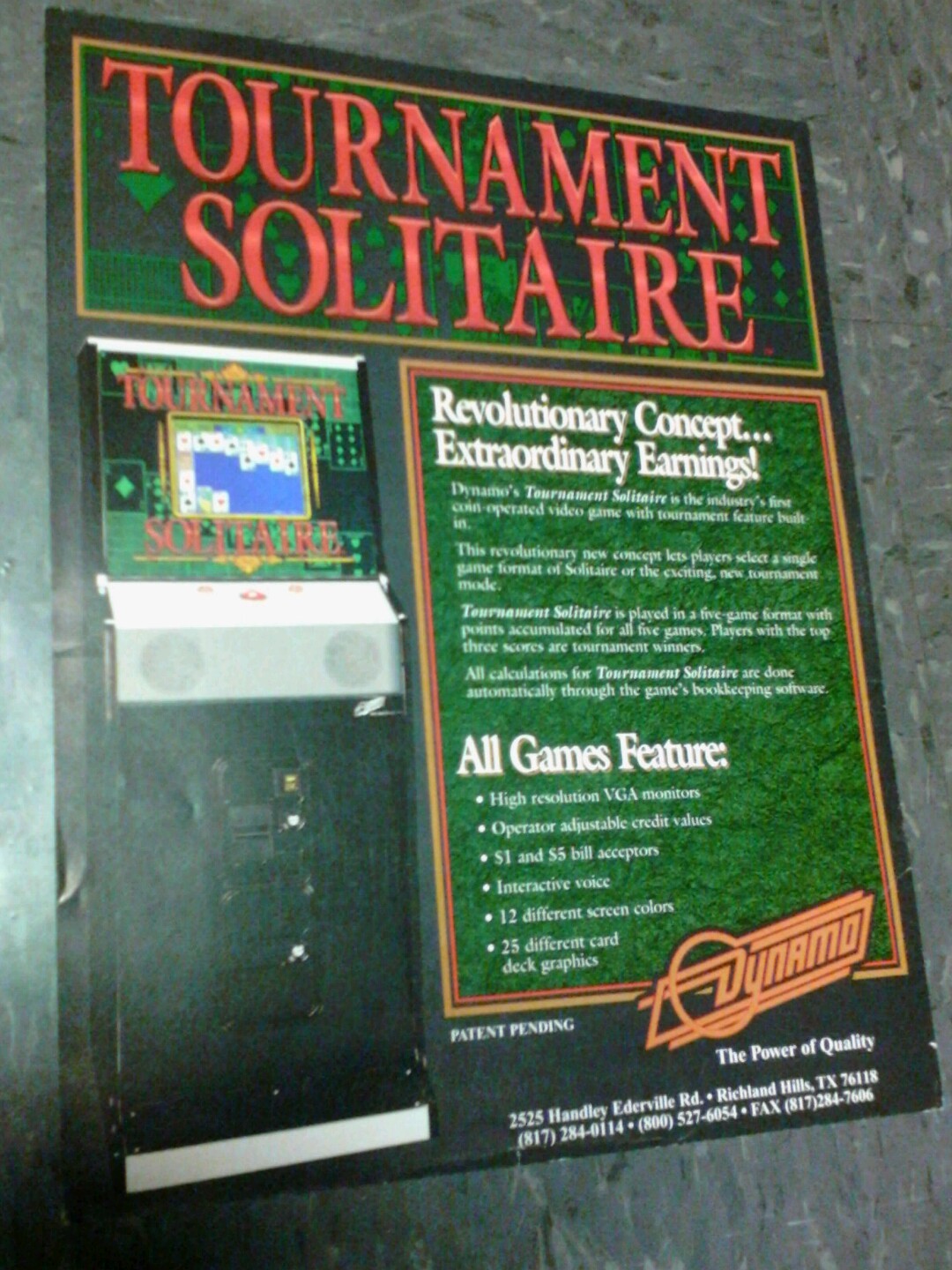Dynamo TOURNAMENT SOLITARE flyer- good original | eBay
