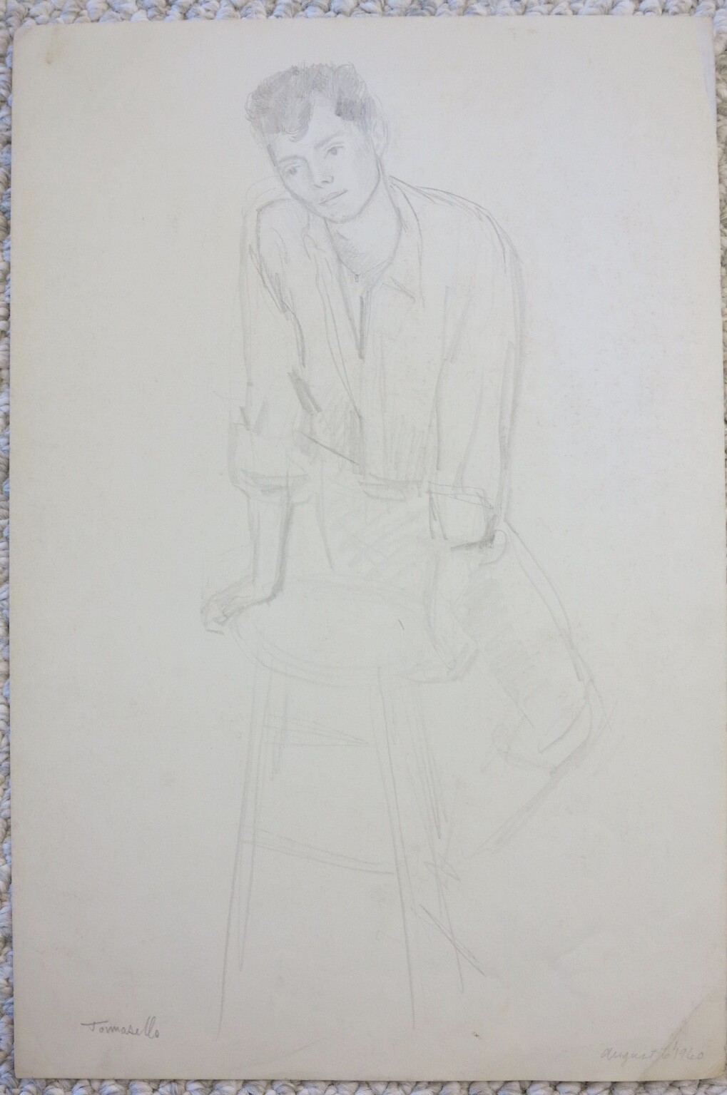 1960 Handsome male portrait drawing Vito Tomasello NYC gay artist | eBay
