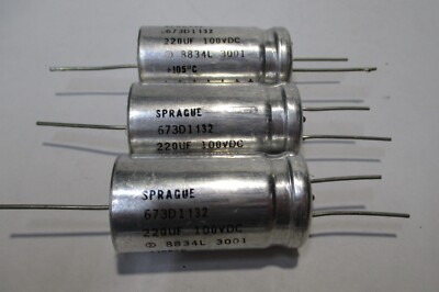 New Sprague Tubular Radial 3-Lead 673D Electrolytic Capacitor 220UF ...