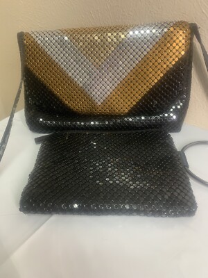 Vintage sequence clutch Handbag Silver Gold Black With Wrist Rind ...
