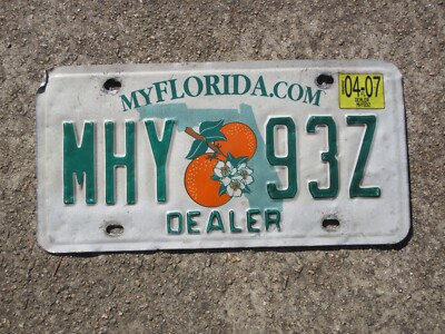 2007 Florida Dealer License Plate MHY 93Z Double Orange MY Florida | eBay