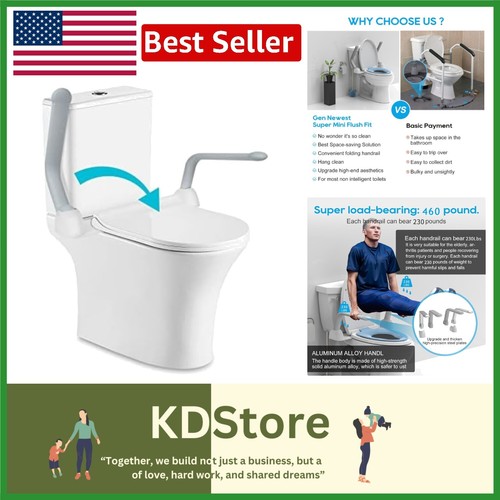 Compact Handicap Toilet Rails, 460 Lbs with Foldable Handles for Easy ...